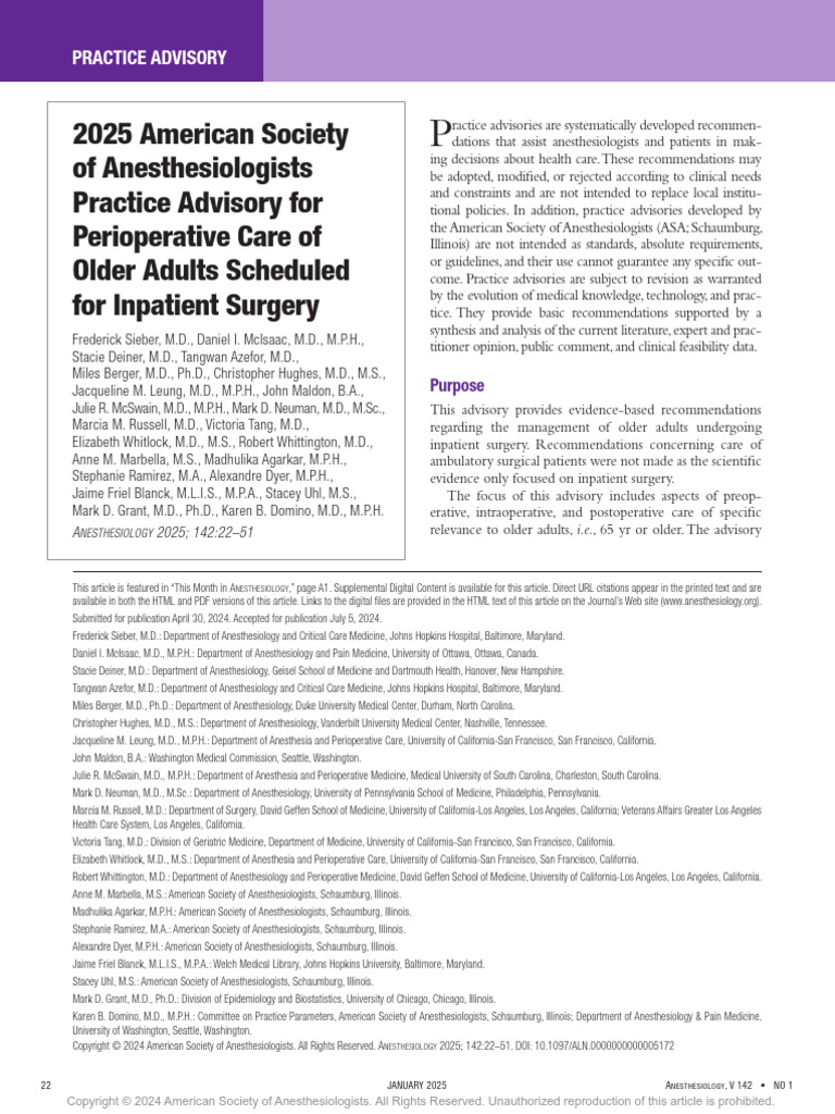2025 American Society of Anesthesiologists.14 | PDF | Anesthesia | Surgery