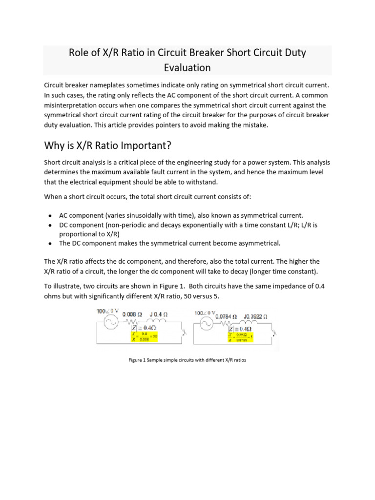 Understanding X/R Ratio in Circuit Breakers | PDF | Alternating Current ...