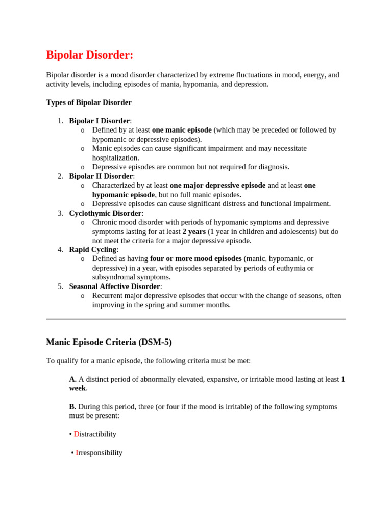 mood disorder | PDF | Bipolar Disorder | Major Depressive Disorder