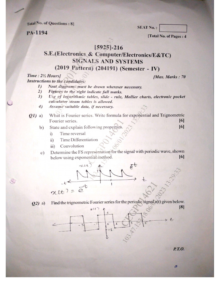 SS Endsem Questions Paper With Solution | PDF