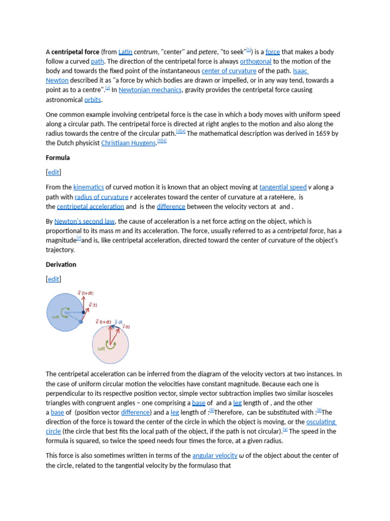 Centripetal Force | PDF | Acceleration | Force
