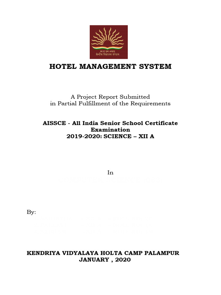 Hotel Management Report 1 - Edited | PDF | Trousers | Computing