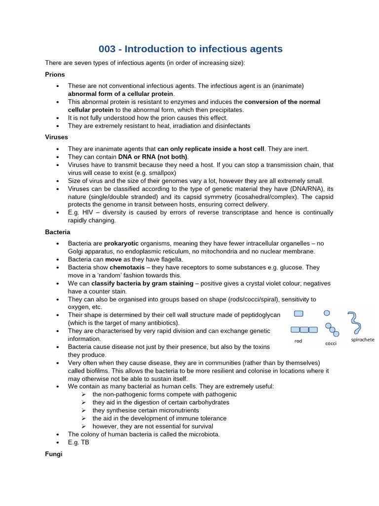 003 - Introduction To Infectious Agents | PDF | Bacteria | Infection