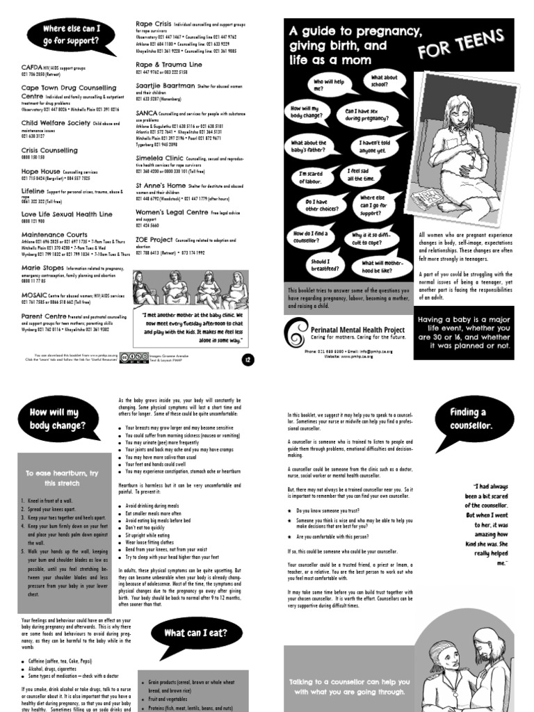 Teen Pregnancy Booklet | PDF | Breastfeeding | Anxiety