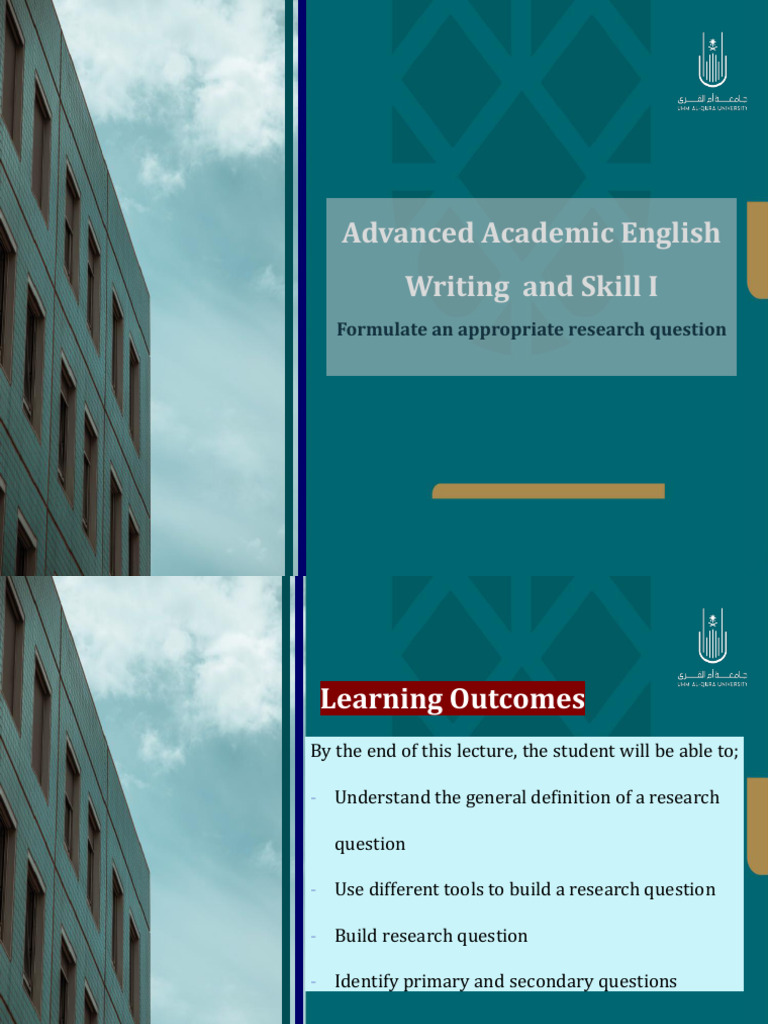Lecture 4 Advance Academic Writing-Research Question-HA2-Min | PDF ...