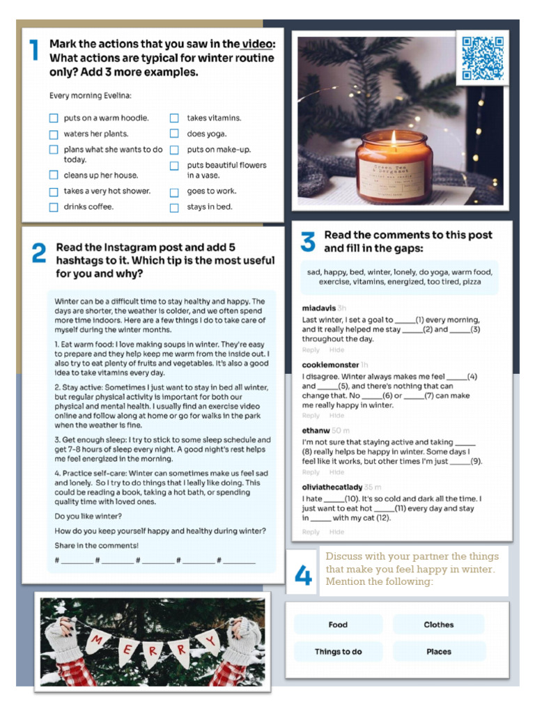 Pre-Intermediate Worksheet For New Year and Christmas Lessons With ...