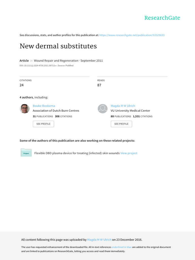 New_dermal_substitutes | PDF | Tissue Engineering | Wound Healing