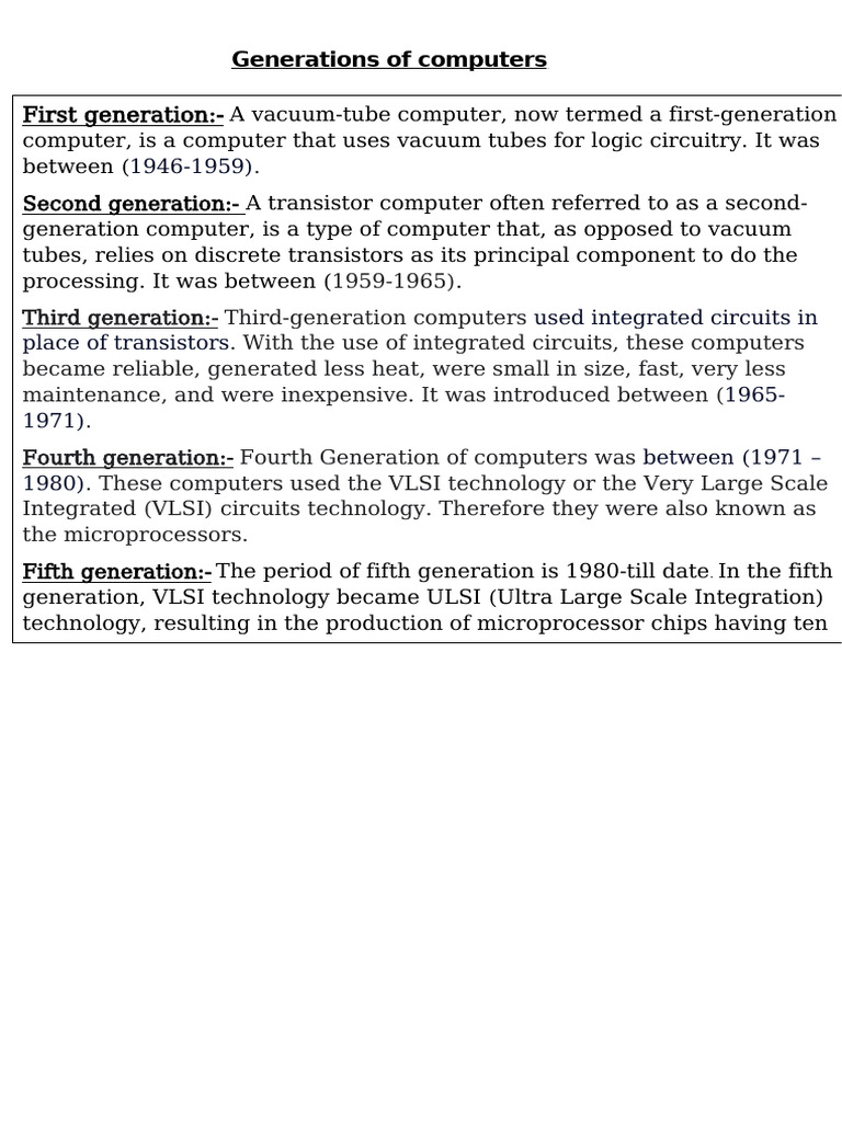 Generations of Computers | PDF