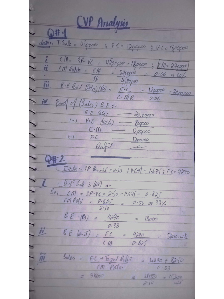 Managerial Accounting (CVP Analysis) | PDF