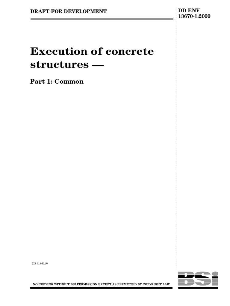 DD Env 13670-1 2000 | PDF | Concrete | Engineering Tolerance