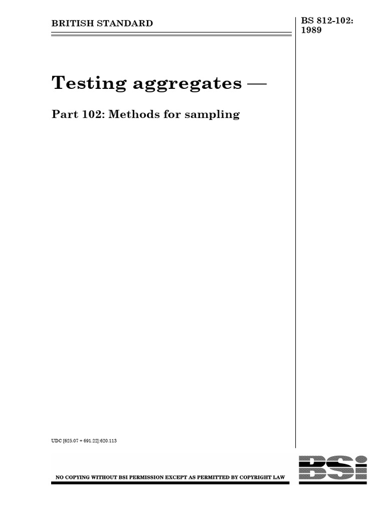 BS 812-102 1989 | PDF | Sampling (Statistics) | Concrete