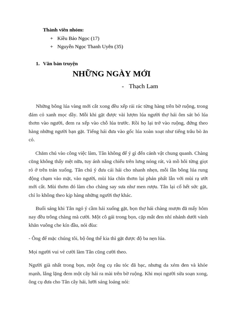 NH NG Ngày M I: - TH CH Lam | PDF