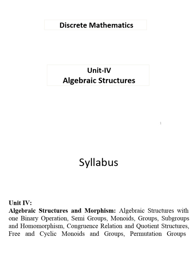 MFCS UNIT-3 Algebraic Structures | PDF | Group (Mathematics) | Mathematical Structures