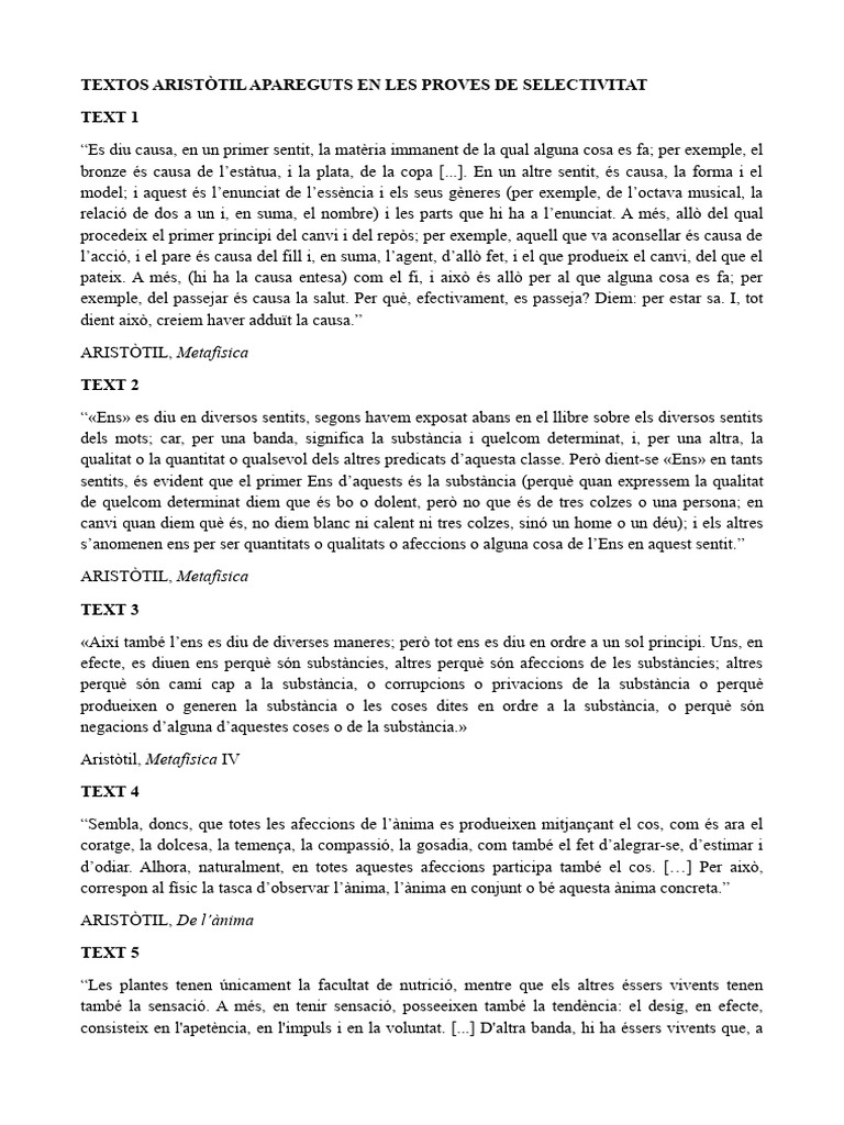 textos selectivitat aristotil | PDF