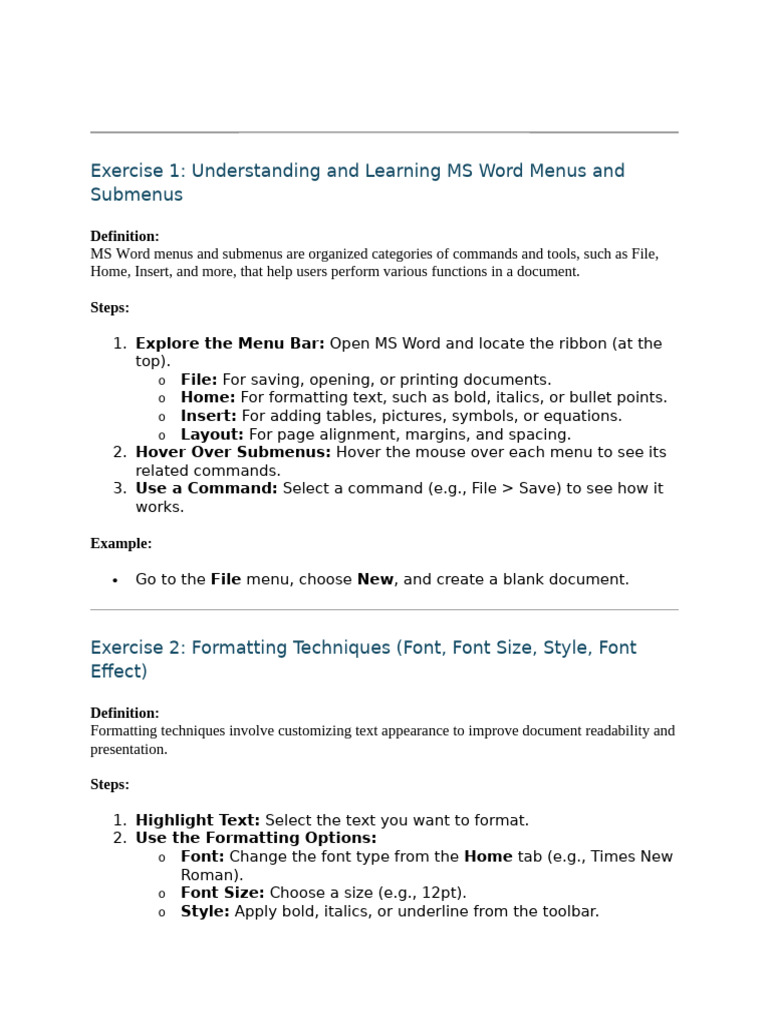 OE Chpater Notes From 1 To 5 | PDF | Microsoft Word | Menu (Computing)