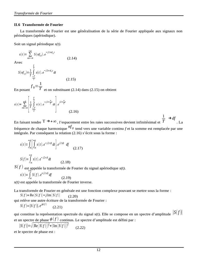 Transformée de Fourier et ses propriétés | PDF | Transformation de ...