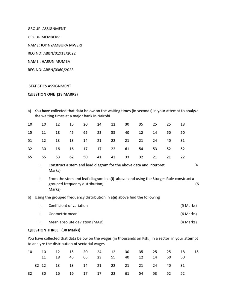 STATISTICS ASSIGNMENT Group S | PDF | Histogram | Descriptive Statistics