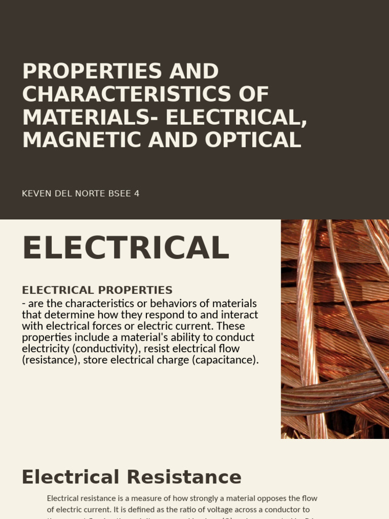 Electrical. Magnetic and Optical | PDF | Electrical Resistivity And ...