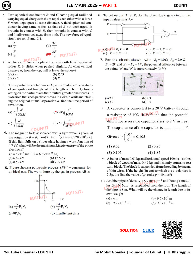 50 Repeated Question - JEE 2025 | PDF | Standardized Tests | Academia