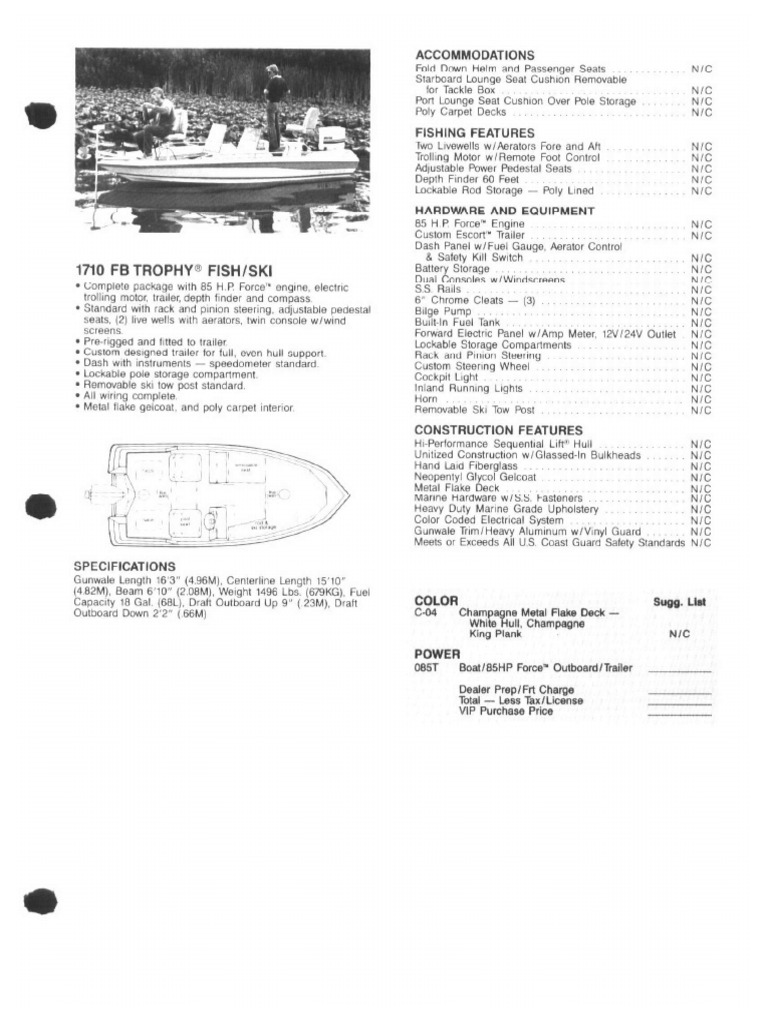 1984 Trophy Spec Sheets | PDF