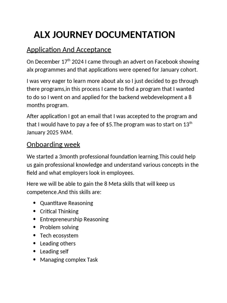 ALX JOURNEY DOCUMENTATION - Professional Foundation | PDF