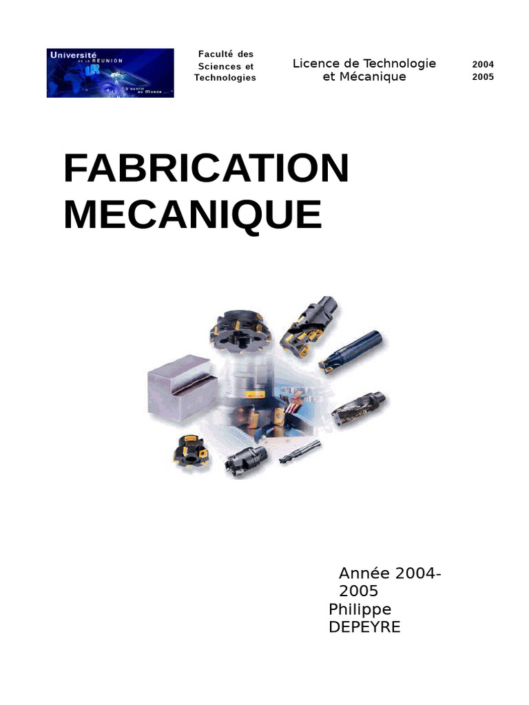 Cours Fabrication Mecanique | PDF | Usinage | Machine-outil à commande ...