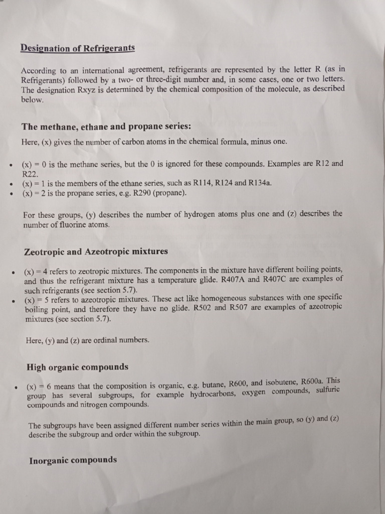 DESIGNATION OF REFRIGERANTS | PDF