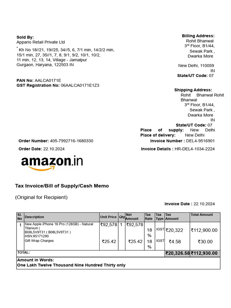 Invoice for iPhone Purchase | PDF | Invoice | Government Finances
