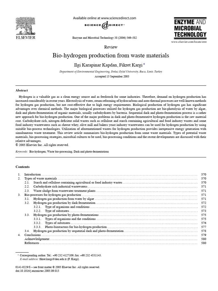 Bio-Hydrogen from Waste Materials | PDF | Glucose | Hydrogen