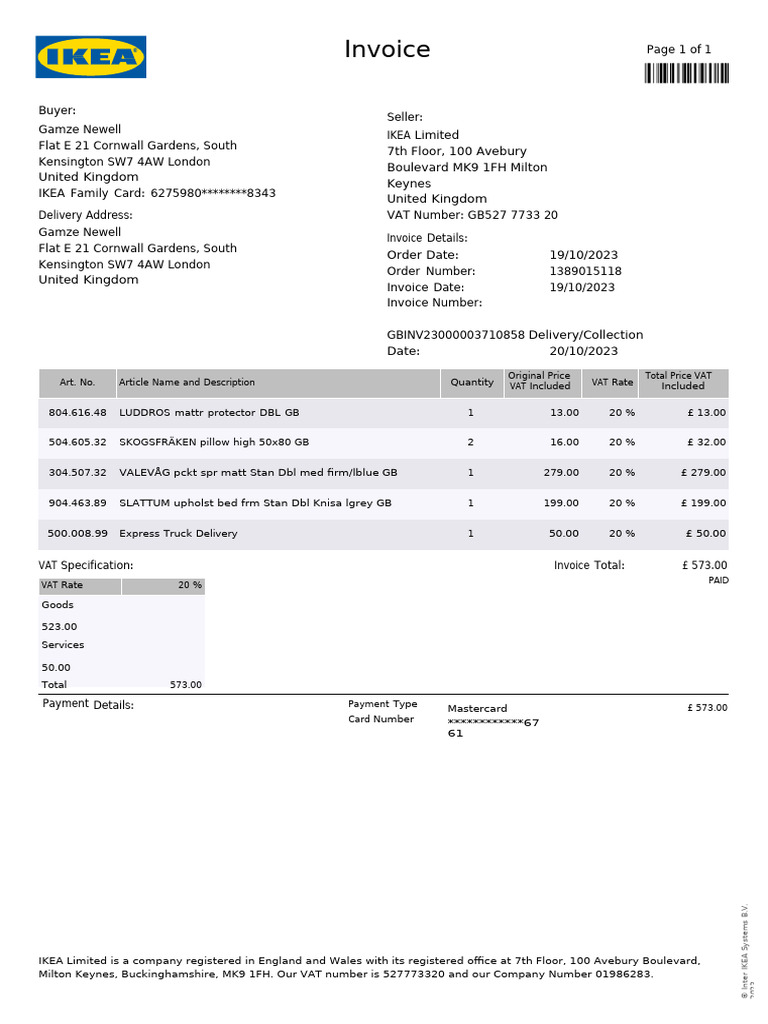 716940163-IKEA-invoice | PDF | Invoice | Market (Economics)