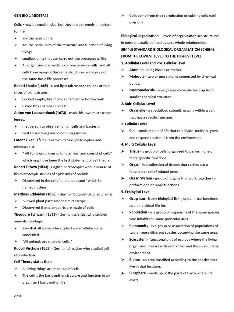 Gen Bio 1 Midterm | PDF | Meiosis | Mitosis