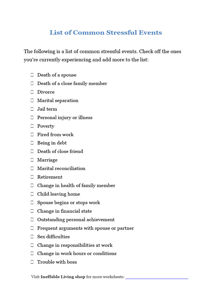 List of Common Stressful Events | PDF