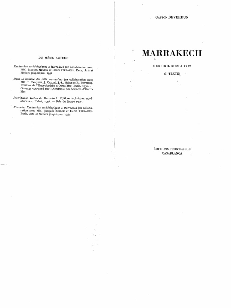 Deverdun, Marrakech Des Origines, P. 98 | PDF