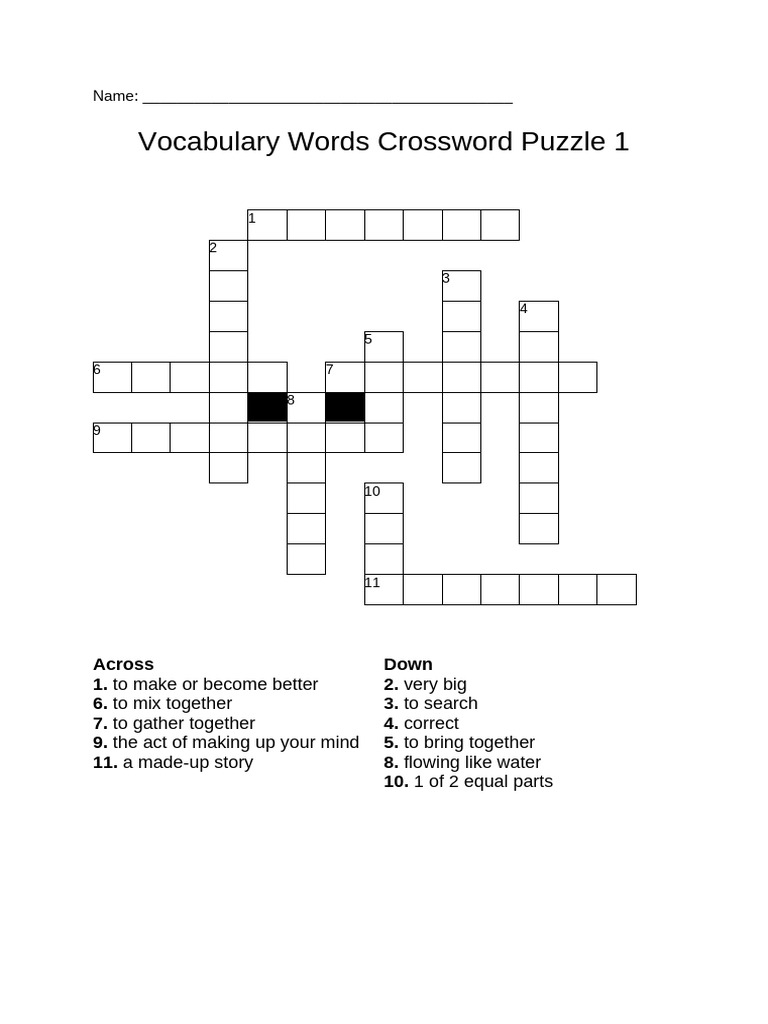 Vocabulary Words Crossword Puzzl Cc6d0 6164aa22 | PDF