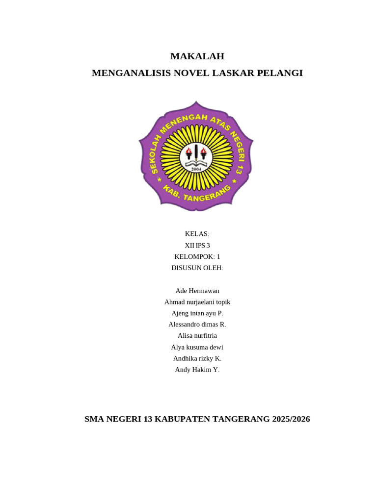 Makalah Laskar Pelangi KEL 1 - Salin | PDF