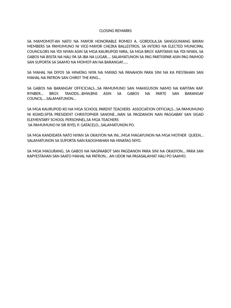 Closing Remarks | PDF