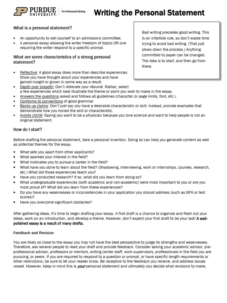 Writing The Personal Statement | PDF | Communication | Reason