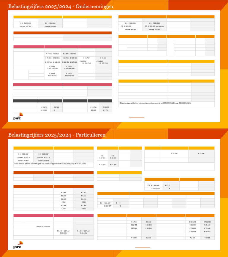 Belastingtarieven 2025 Factsheet PWC | PDF