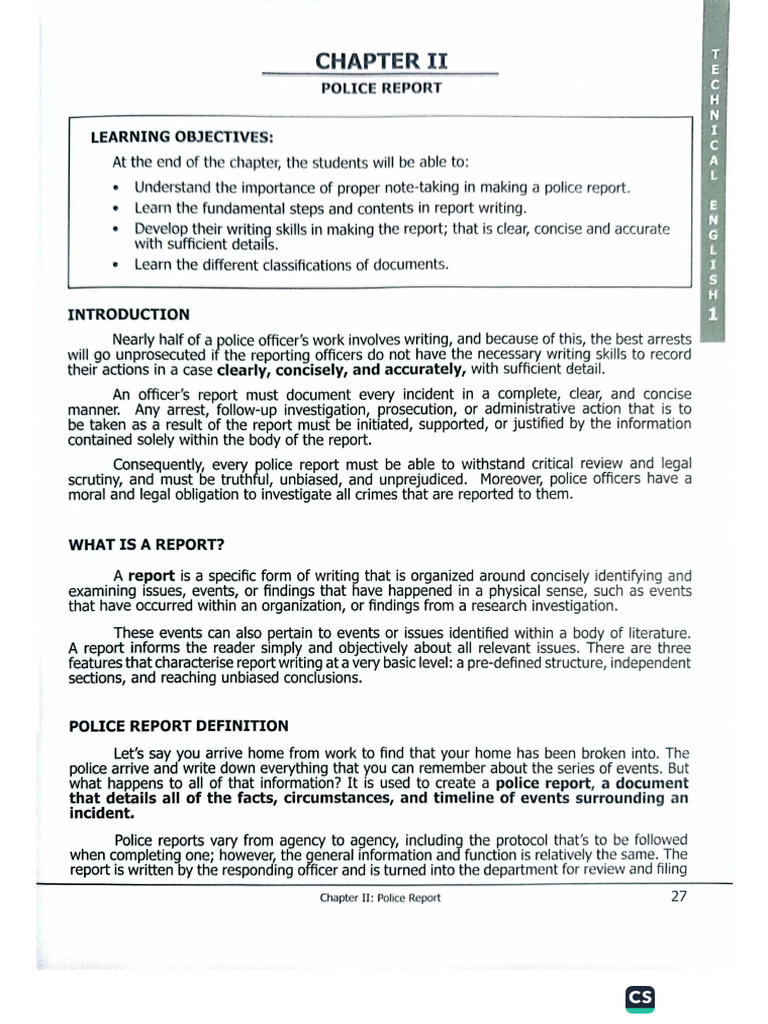 Technical English - Police Report | PDF