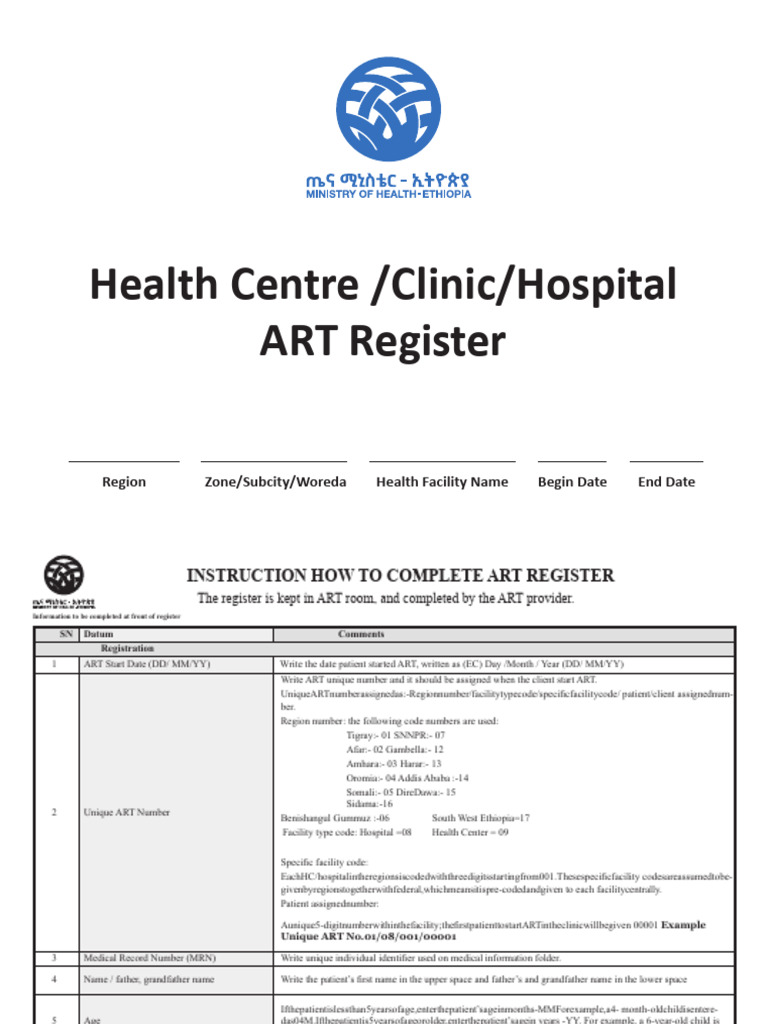 ART Patient Registration Guidelines | PDF | Body Mass Index | Clinical ...
