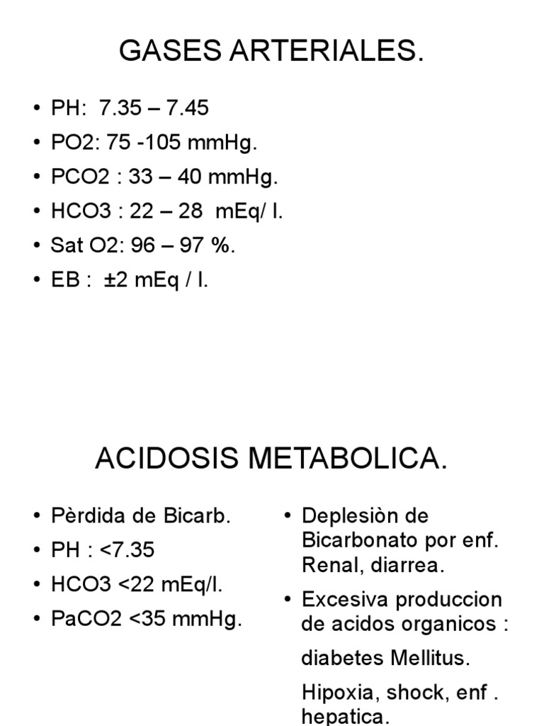 Interpretación de Gasometría Arterial | PDF | Ciencia y matemáticas ...