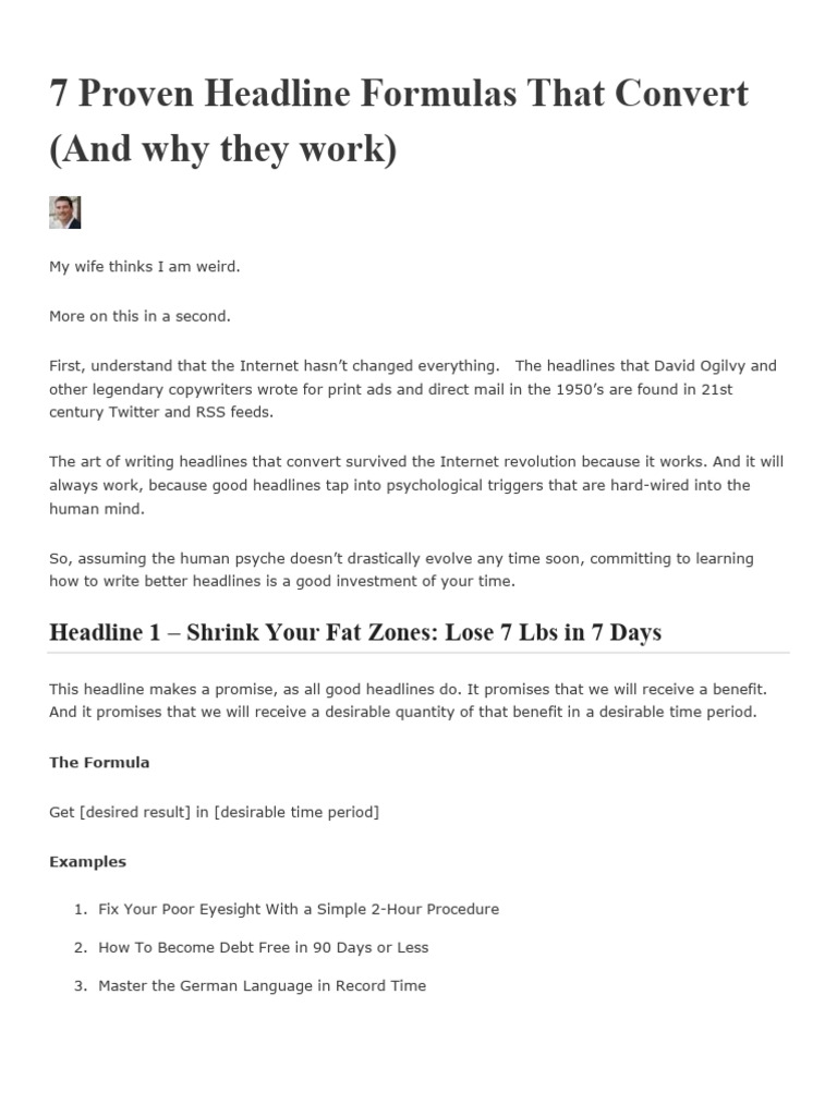 7 Proven Headline Formulas That Convert | PDF