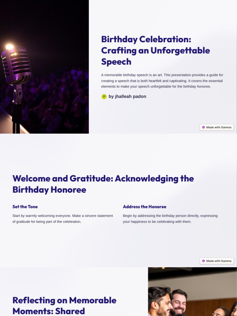 Birthday Celebration Crafting An Unforgettable Speech | PDF | Happiness