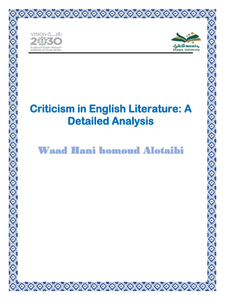 Criticism in English Literature_A Detailed Analysis _Waad Hani Alotaibi ...