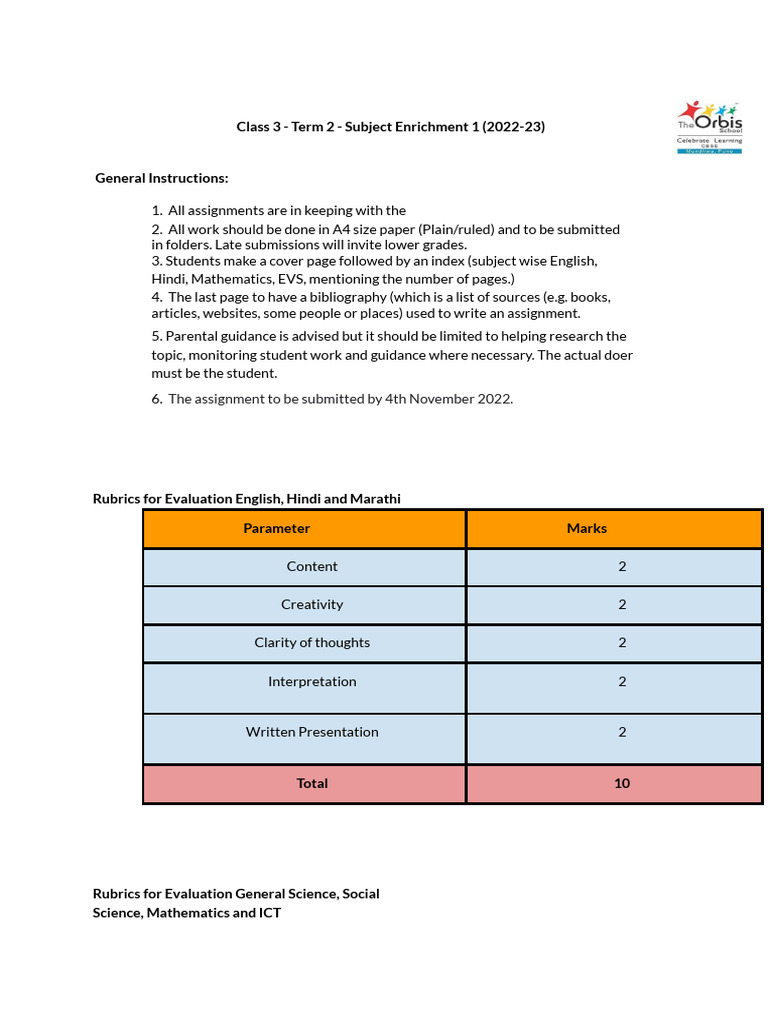 Class 3 - Term 2 - Subject Enrichment 1 (2022-23) | PDF