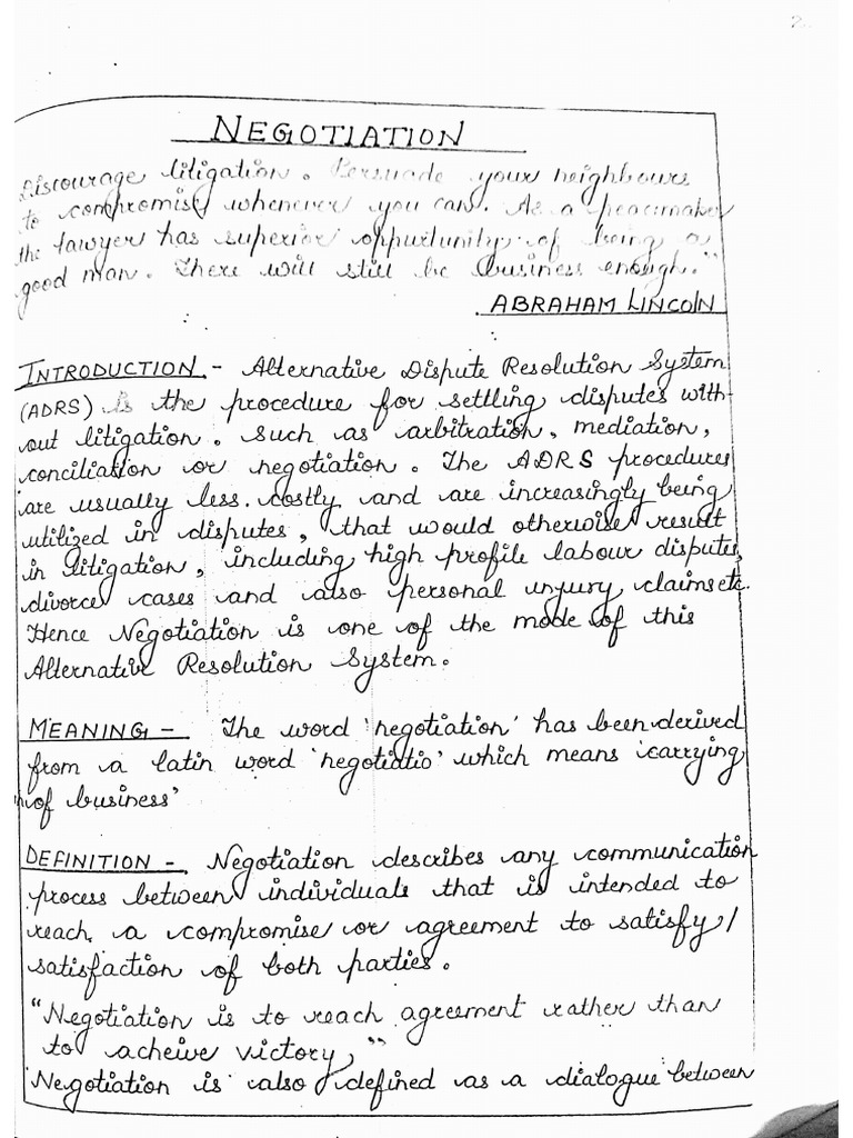 Unit 4 Meaning, Definition, Nature, Scope of Negotiation & Qualities of A Negotiator | PDF