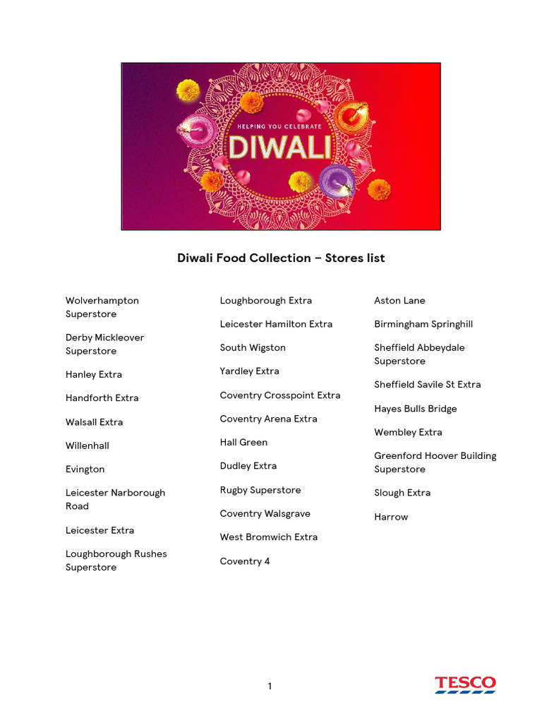 Diwali Food Collection - Stores List | PDF