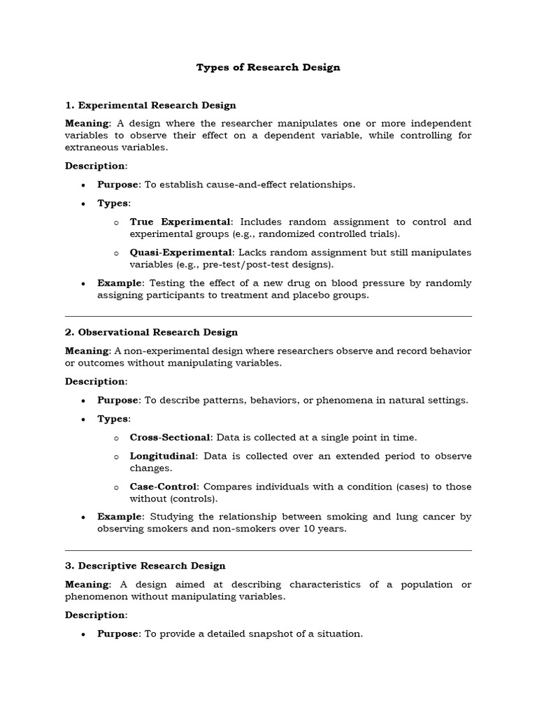 Types of Research Designs Explained | PDF | Qualitative Research ...