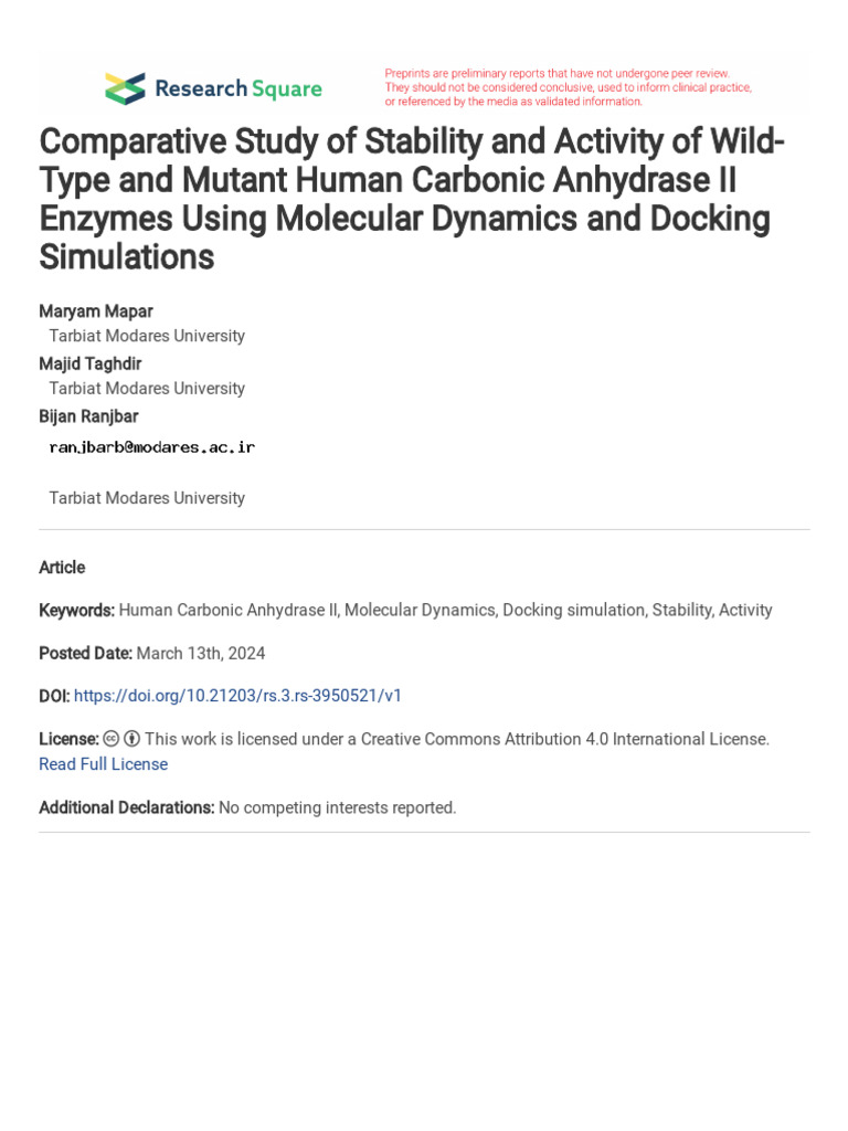 Comparative Study of Stability and Activity of Wil | PDF | Active Site ...