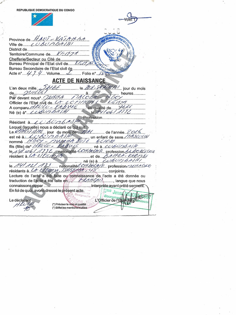 Certificat de Naissance | PDF